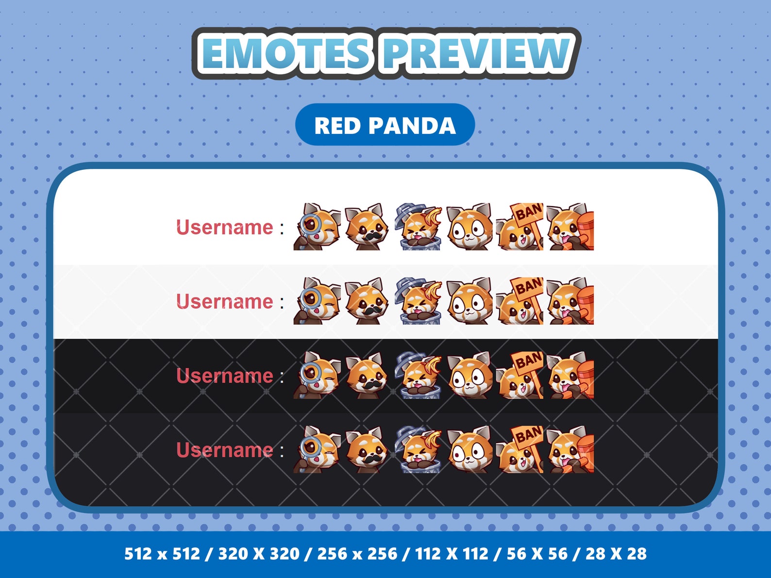 Red Panda Kawaii Emotes Pack 8 - Twitch | Discord | Youtube | Streamer ...