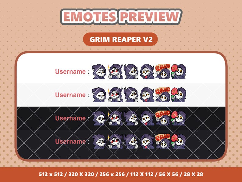 Grim Reaper V2 Kawaii Emotes Pack 4 - Twitch | Discord | Youtube ...