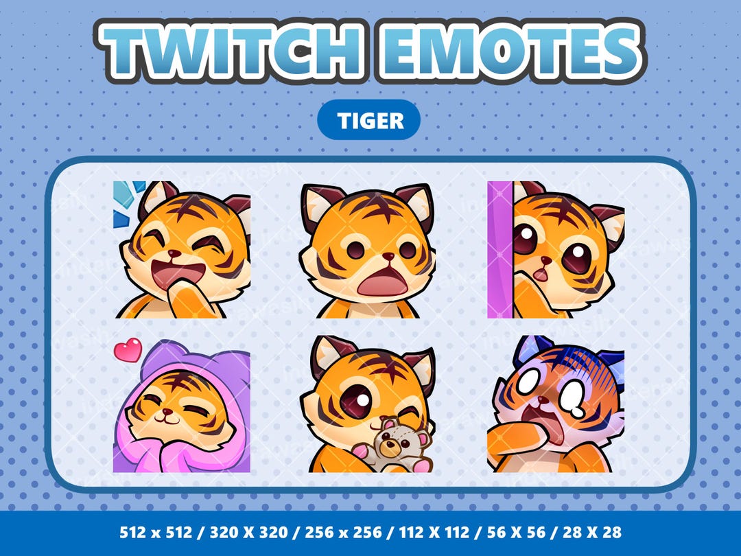 Tiger Kawaii Emotes Pack 2 - Twitch | Discord | Youtube | Streamer ...
