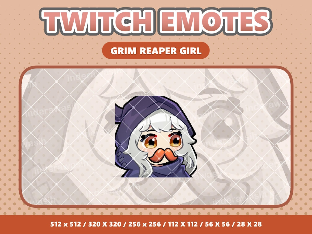 Grim Reaper Girl Moustache Kawaii Emote - Twitch | Discord | Youtube ...