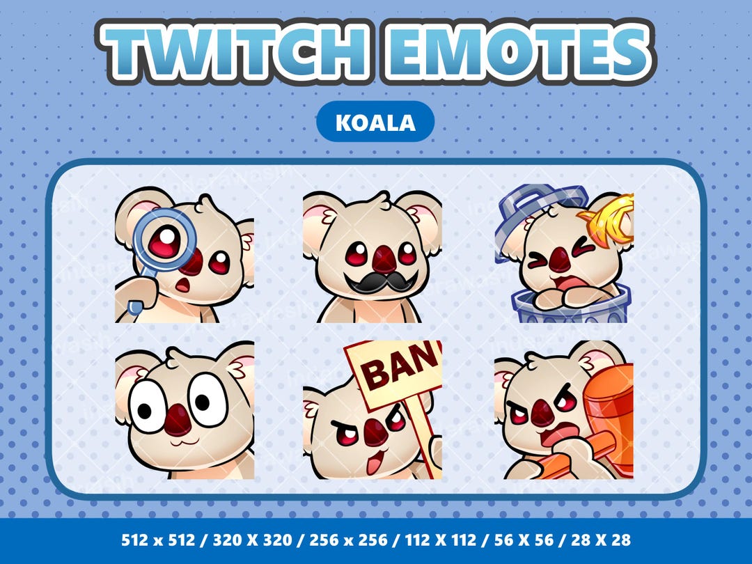 Koala Bear Kawaii Emotes Pack 8 - Twitch | Discord | Youtube | Streamer ...