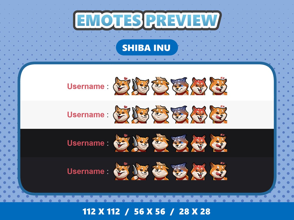 Shiba Inu Kawaii Dog Emotes Pack 6 Twitch Discord - Etsy