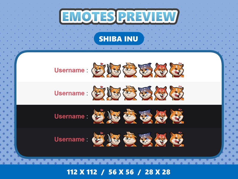Shiba Inu Kawaii Dog Emotes Pack 6 Twitch Discord - Etsy