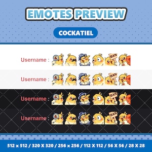 Cockatiel Bird Kawaii Emotes Pack 8 - Twitch | Discord | Youtube ...