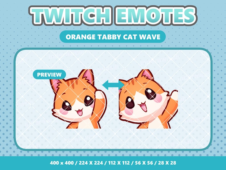 ANIMATED Emote Orange Tabby Cat Wave Kawaii - Twitch | Discord ...