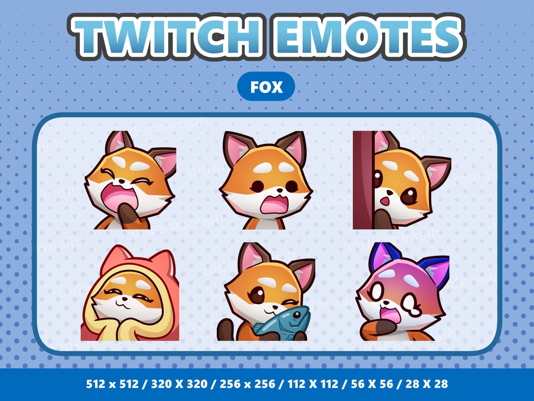 Little Fox Kawaii Emotes Pack 2 Twitch Discord Youtube Streamer Cute ...