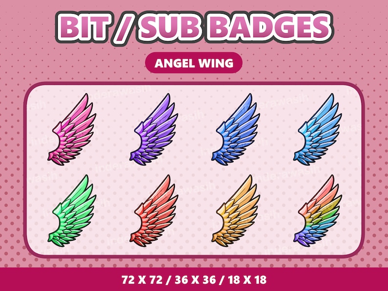 Angel Wing Twitch Sub Badges / Bit Badges PNG Twitch Discord Youtube ...