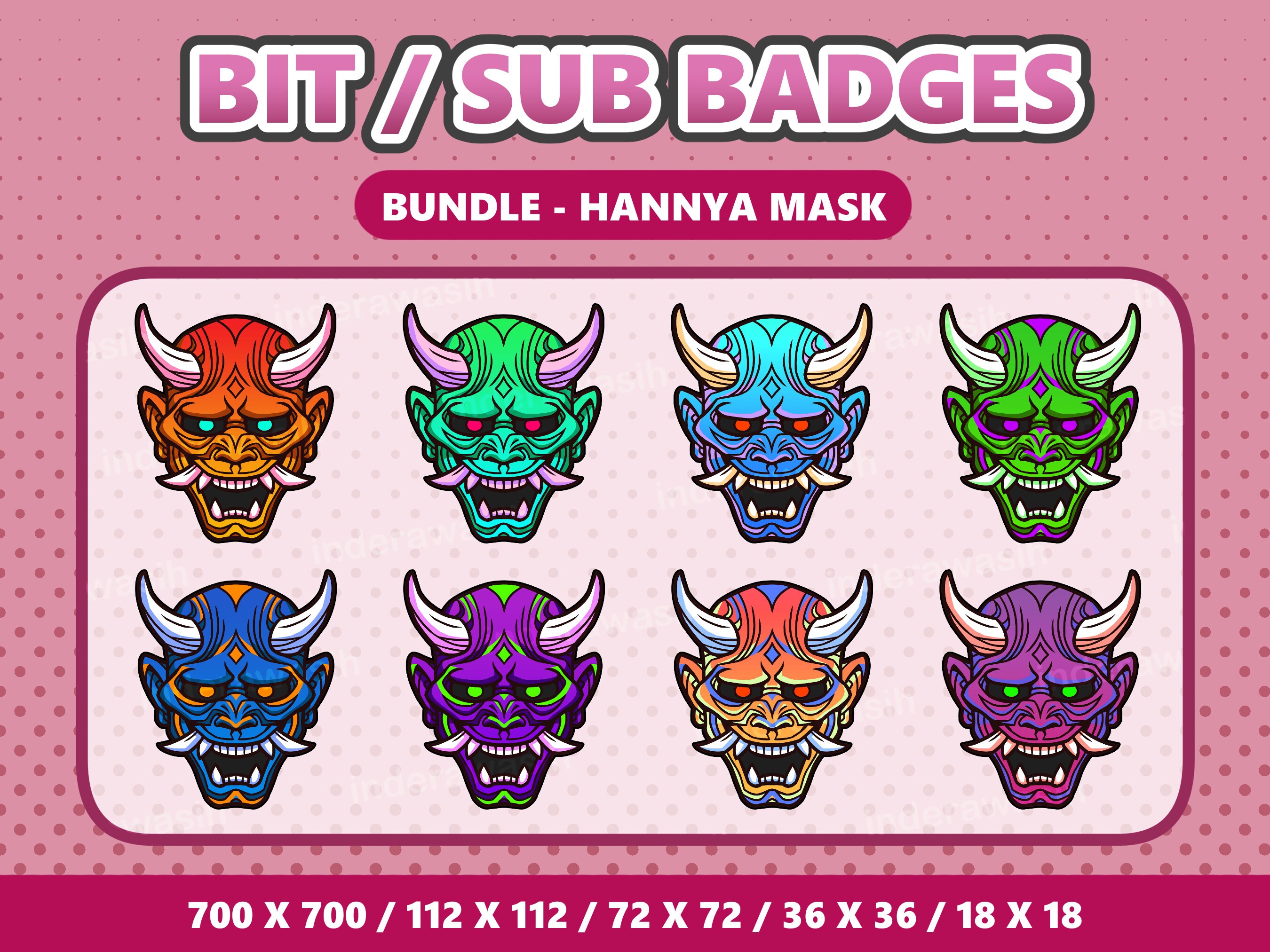 HUGE SET of 40 Hannya Mask Sub Badges / Bit Badges - Twitch | Discord ...
