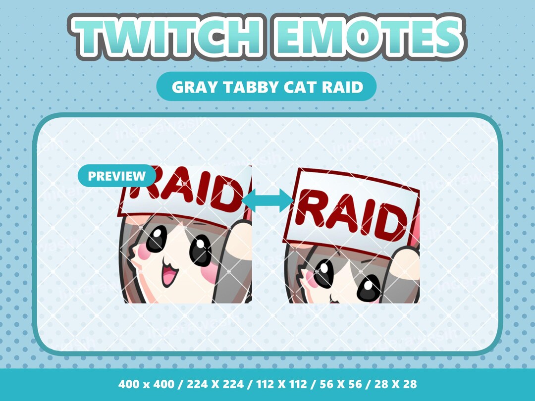ANIMATED Emote Gray Tabby Cat Raid Kawaii - Twitch | Discord | Youtube ...