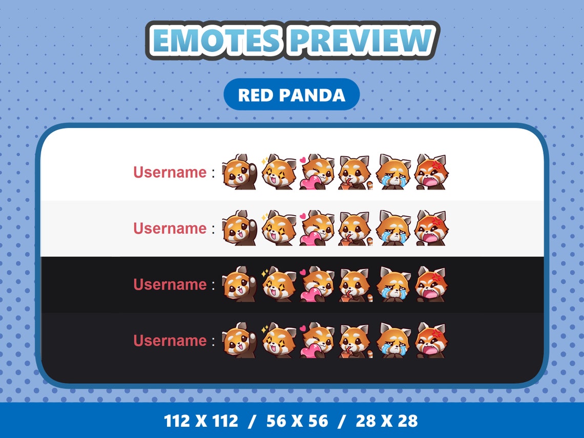 Mega 48 Emote Bundle Red Panda Kawaii Twitch Discord - Etsy