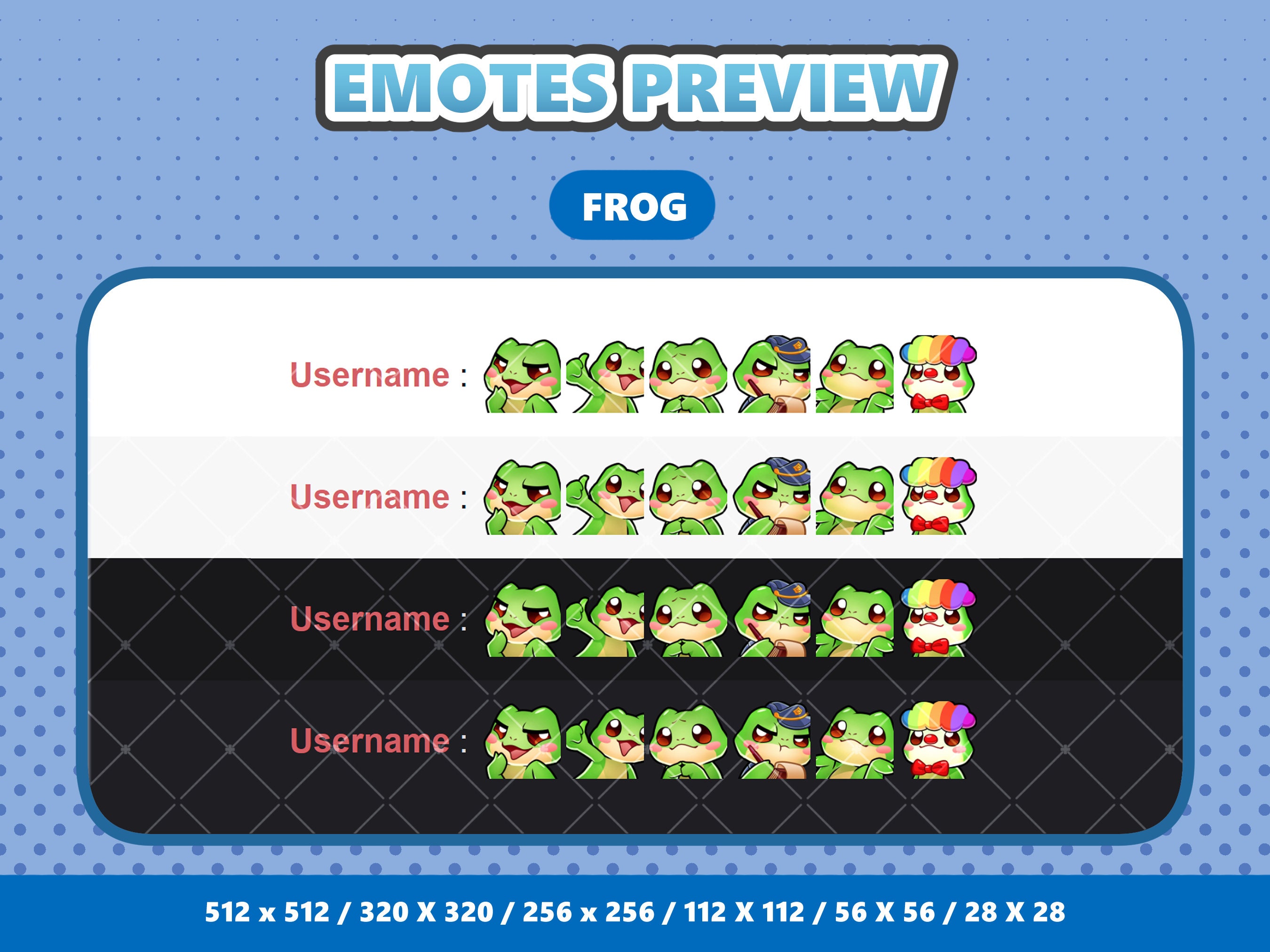 Little Frog Kawaii Emotes Pack 6 Twitch Discord Youtube Streamer Cute ...