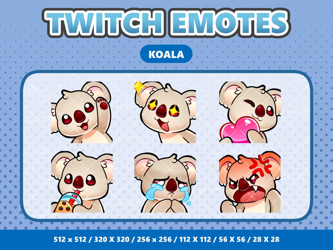 Koala Bear Kawaii Emotes Pack 1 - Twitch | Discord | Youtube | Streamer ...
