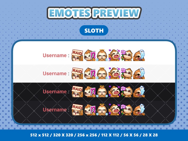 Little Sloth Kawaii Emotes Pack 4 - Twitch | Discord | Youtube ...