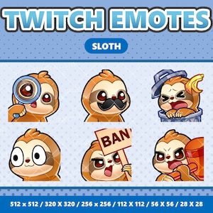 Little Sloth Kawaii Emotes Pack 8 - Twitch | Discord | Youtube ...