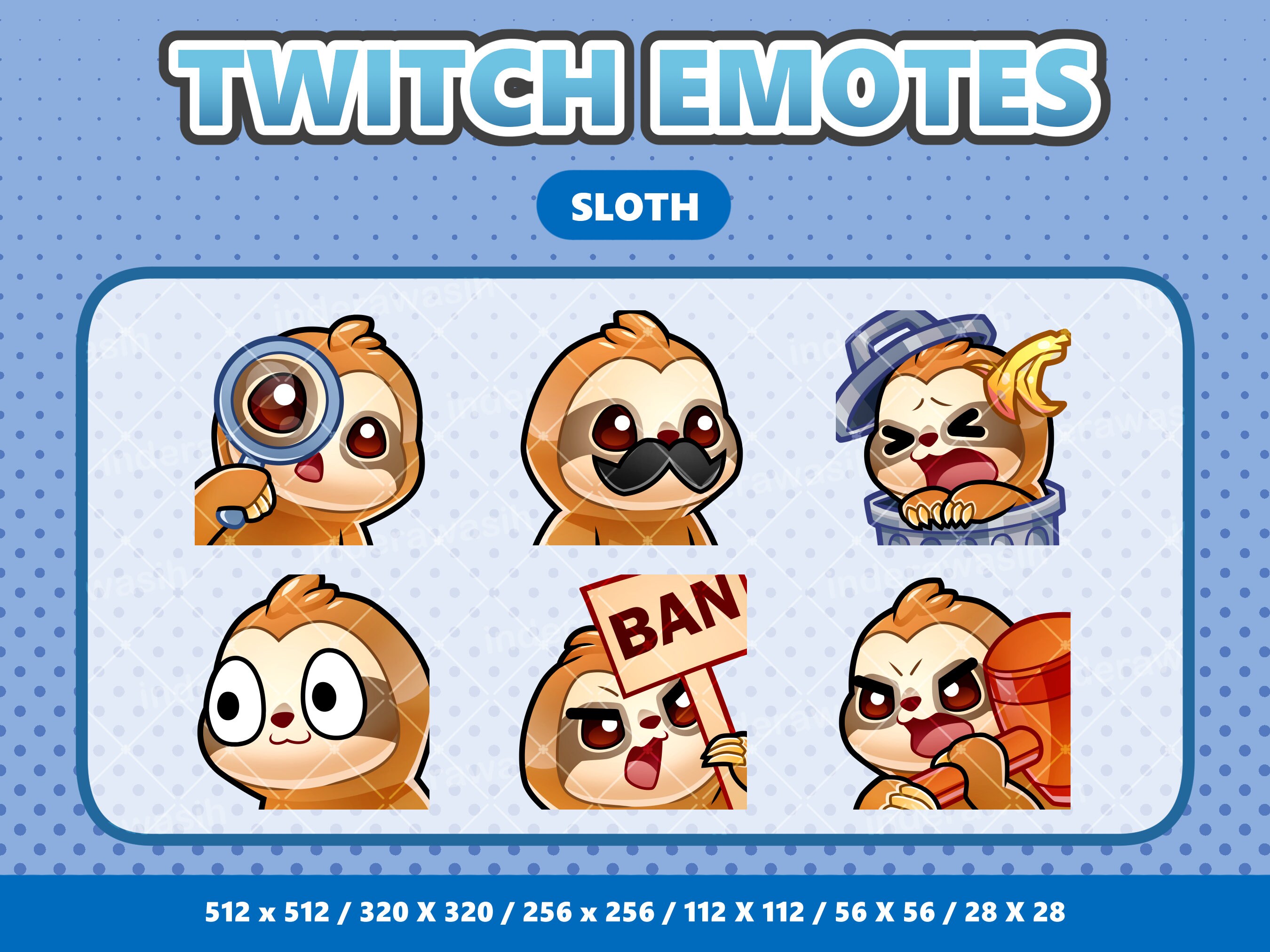 Little Sloth Kawaii Emotes Pack 8 - Twitch | Discord | Youtube ...