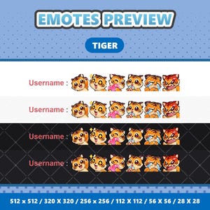 Tiger Kawaii Emotes Pack 1 - Twitch | Discord | Youtube | Streamer ...