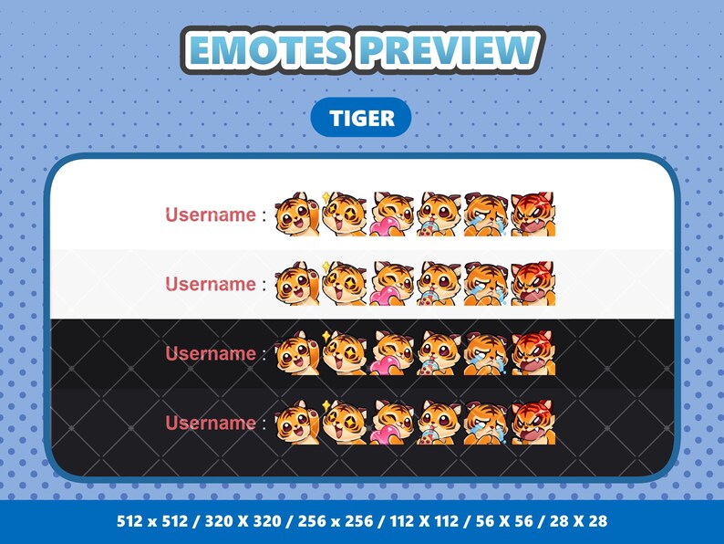 Tiger Kawaii Emotes Pack 1 - Twitch | Discord | Youtube | Streamer ...