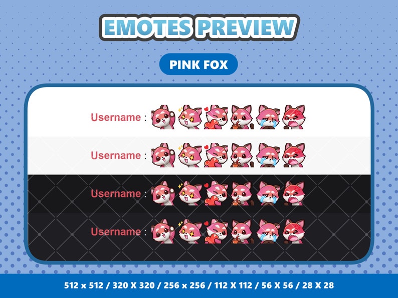 Pink Fox Kawaii Emotes Pack 1 - Twitch | Discord | Youtube | Streamer ...