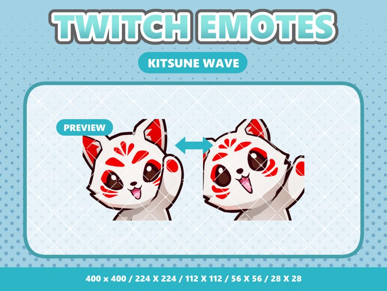 ANIMATED Emote Kitsune Wave Kawaii - Twitch | Discord | Youtube ...