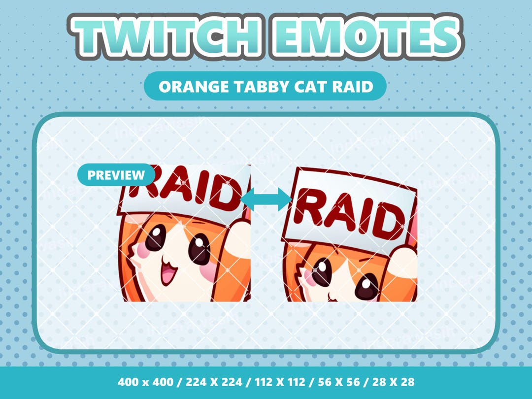 ANIMATED Emote Orange Tabby Cat Raid Kawaii - Twitch | Discord ...
