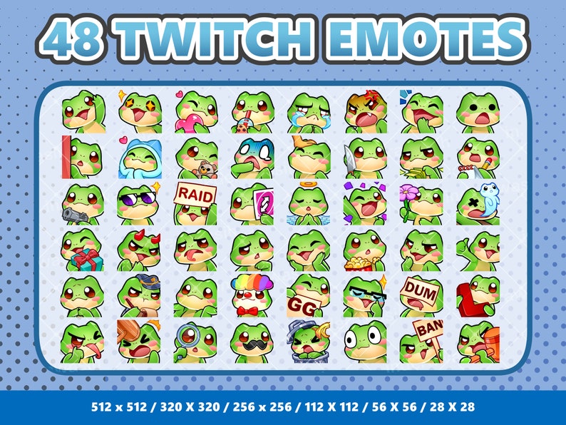 Mega 48 Emote Bundle Little Frog Kawaii - Twitch | Discord | Youtube ...