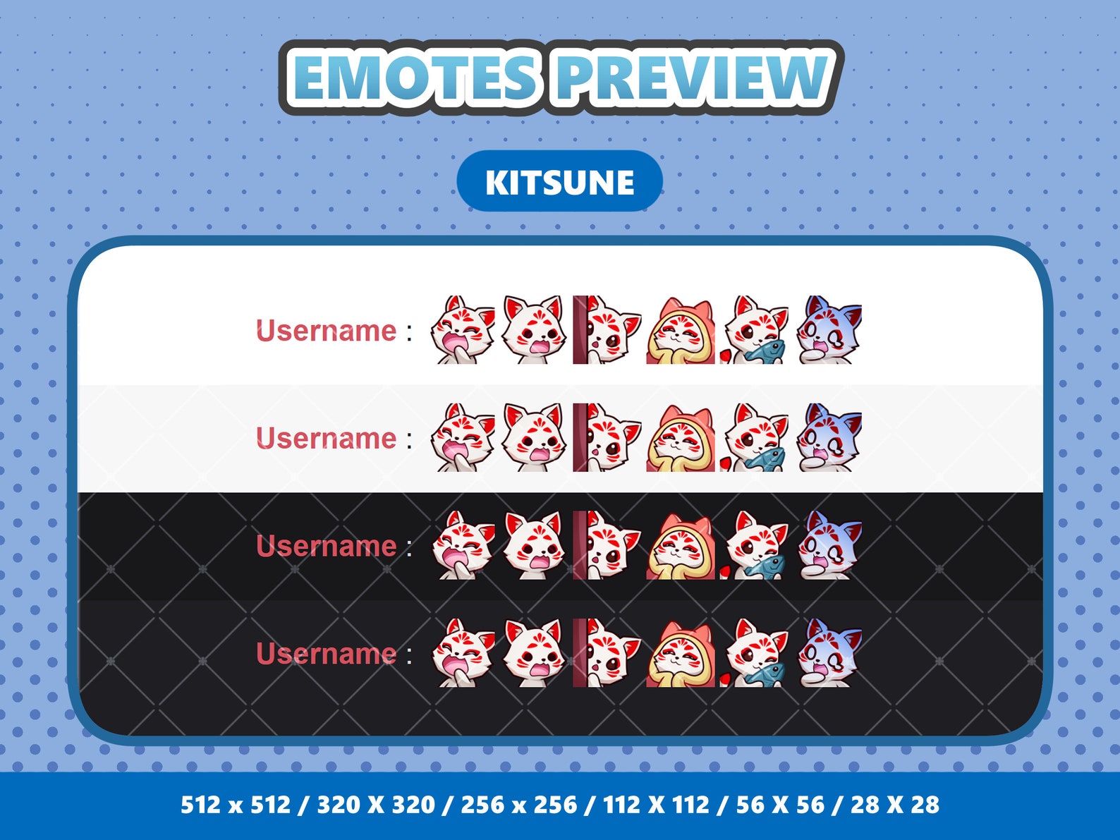 Kitsune Kawaii Emotes Pack 2 Twitch Discord Youtube Streamer Cute ...