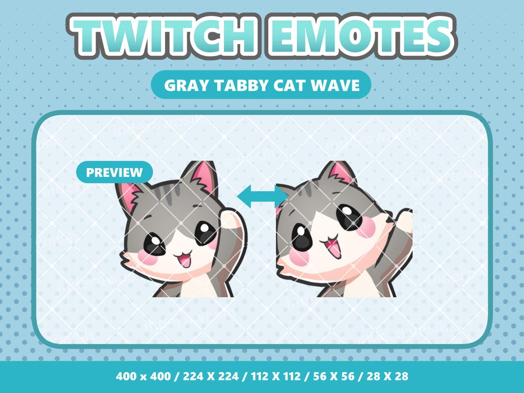 ANIMATED Emote Gray Tabby Cat Wave Kawaii - Twitch | Discord | Youtube ...