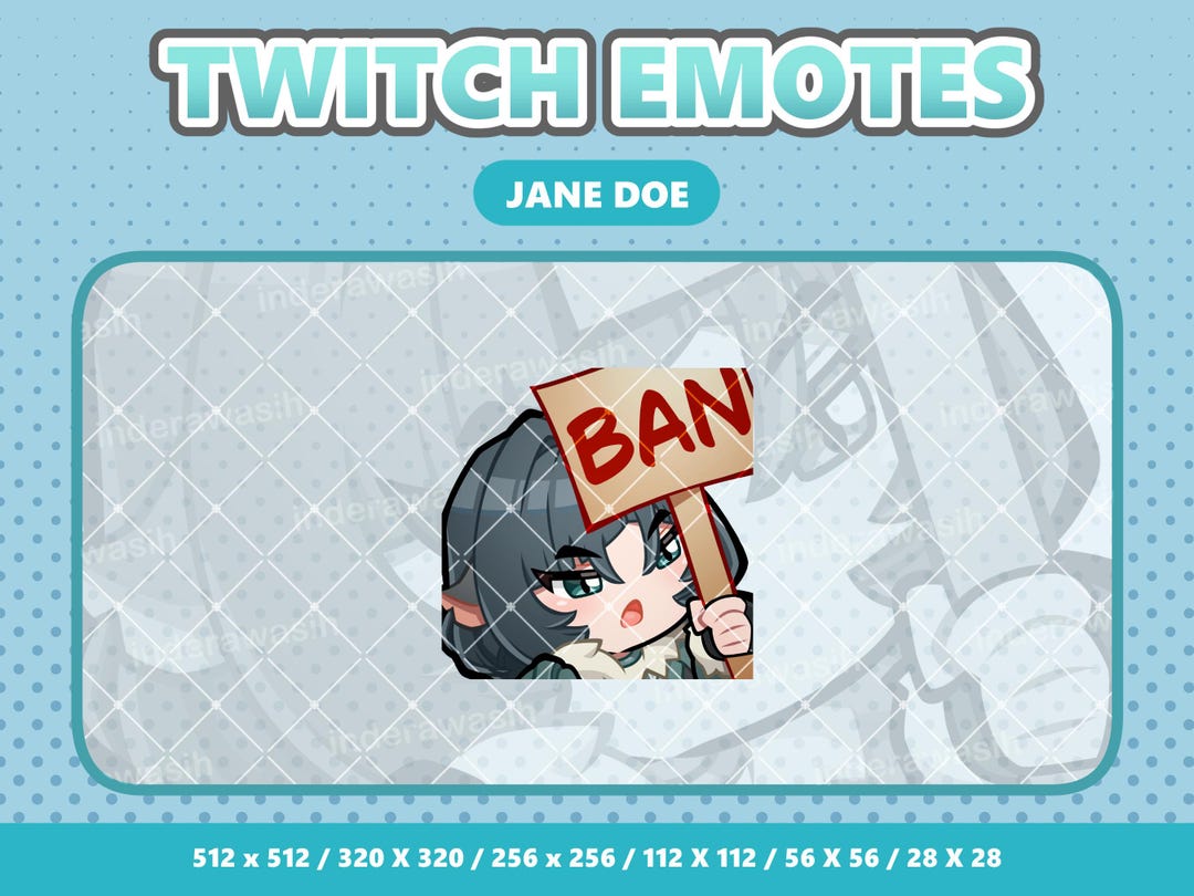Jane Doe Ban Kawaii Emotes Pack - Twitch | Discord | Youtube | Streamer ...
