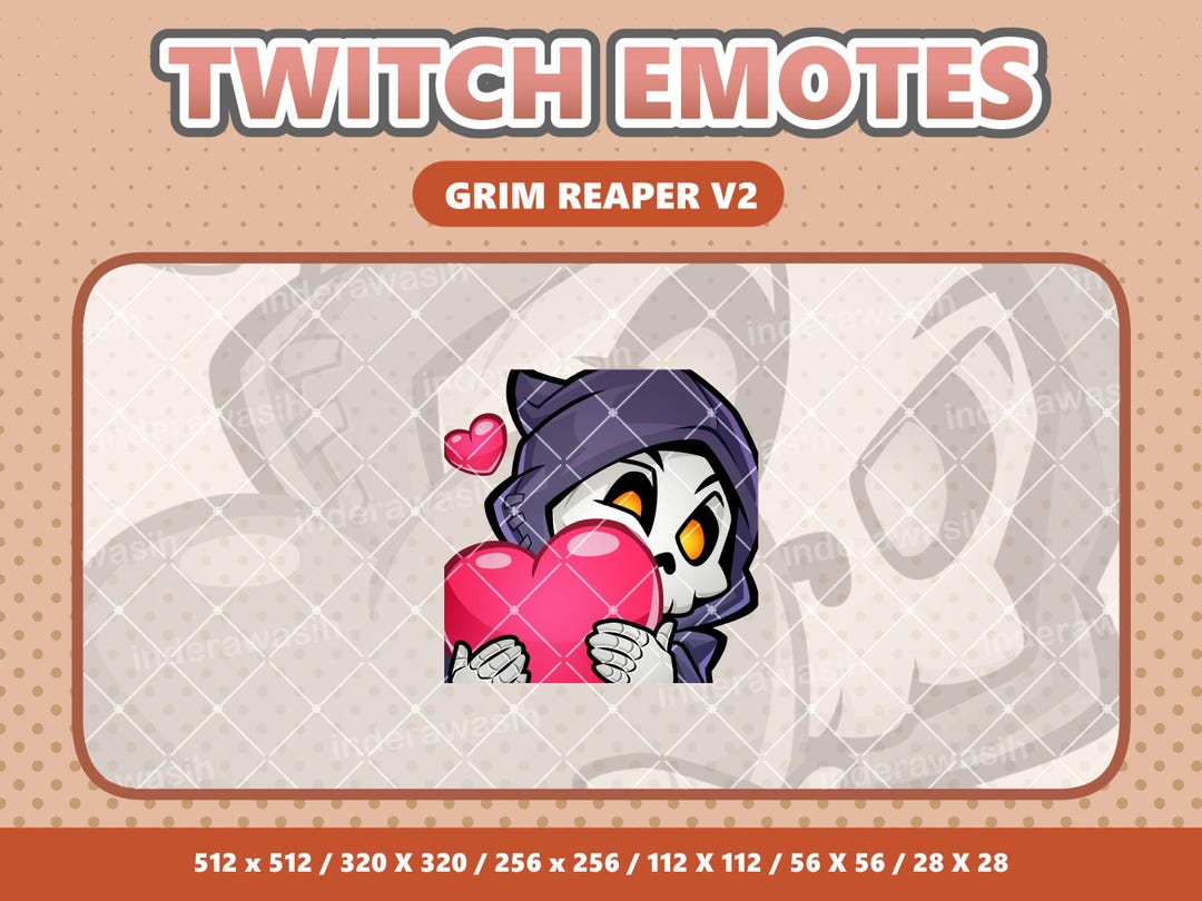 Grim Reaper V2 Love Heart Kawaii Emote - Twitch | Discord | Youtube ...
