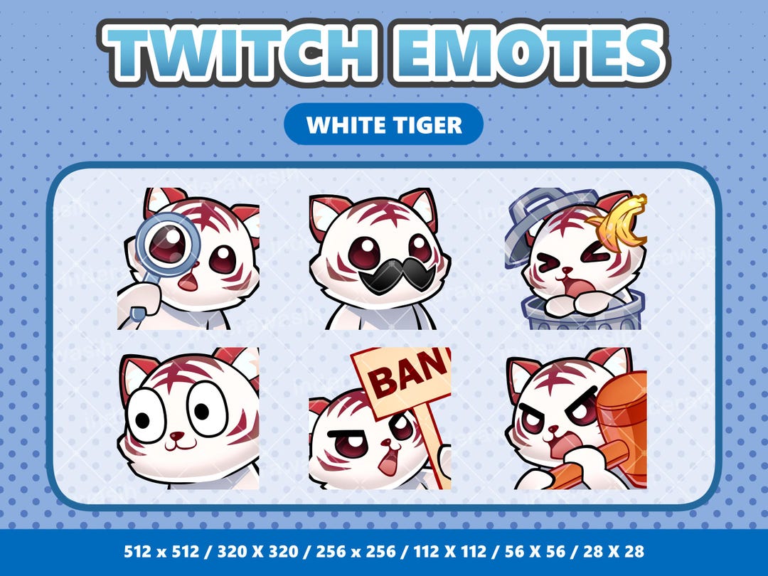 White Tiger Kawaii Emotes Pack 8 - Twitch | Discord | Youtube ...