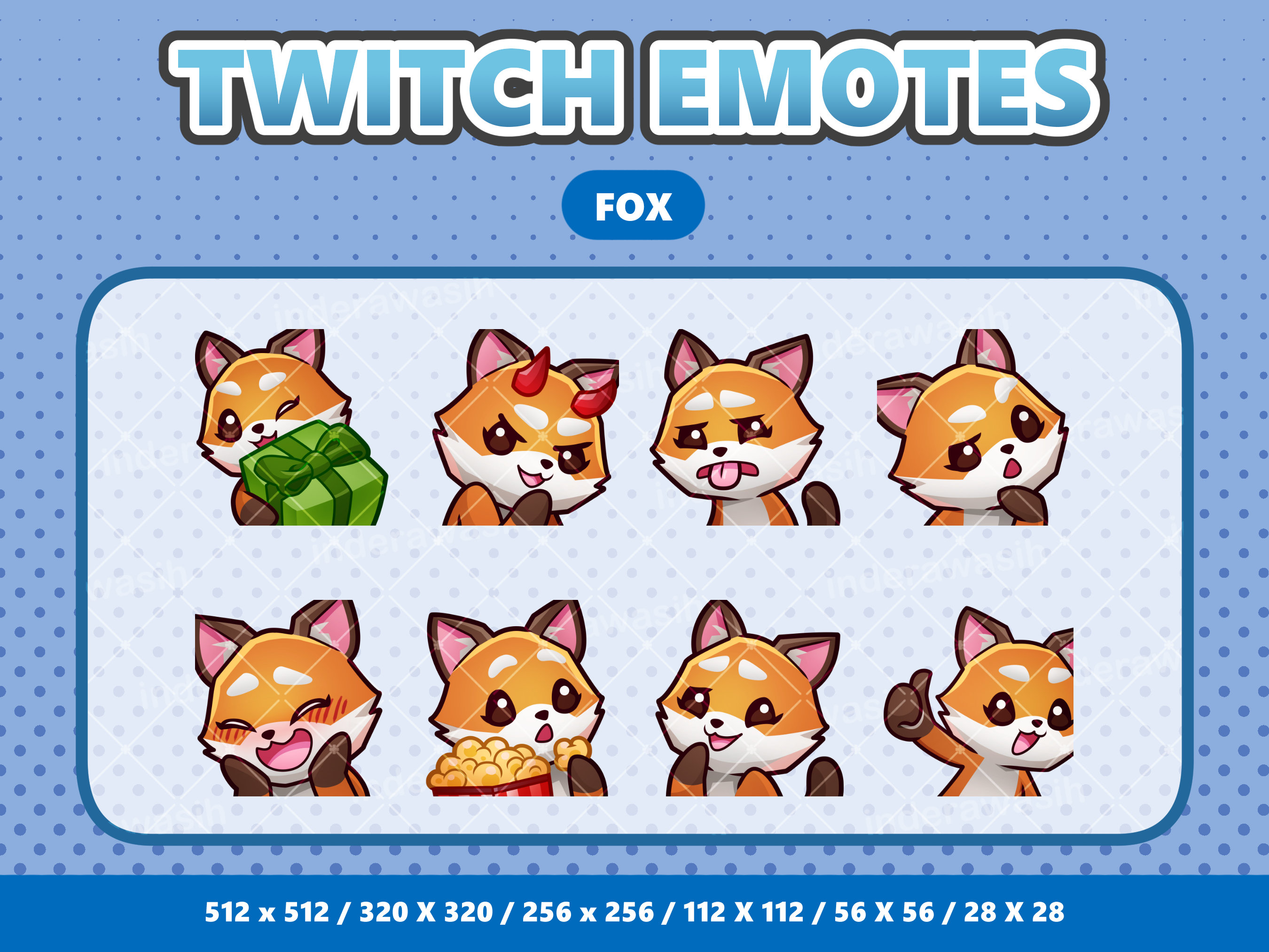Mega 48 Emote Bundle Little Fox Kawaii - Twitch | Discord | Youtube ...