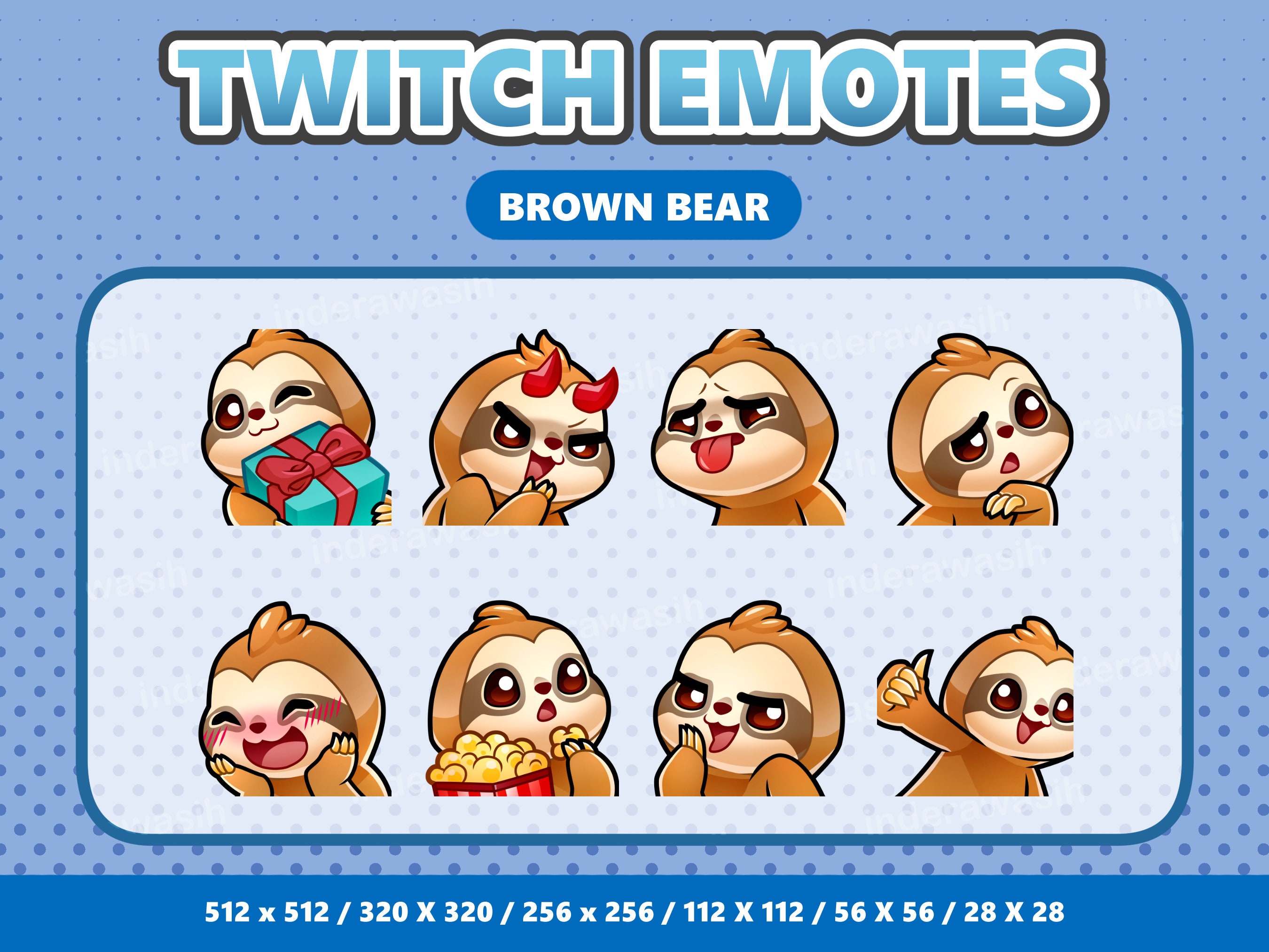 Mega 48 Emote Bundle Little Sloth Kawaii Twitch Discord Youtube ...