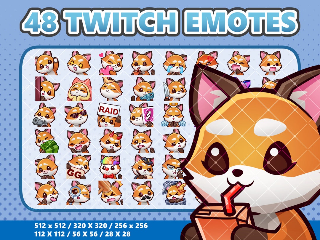 Mega 48 Emote Bundle Little Fox Kawaii - Twitch | Discord | Youtube ...
