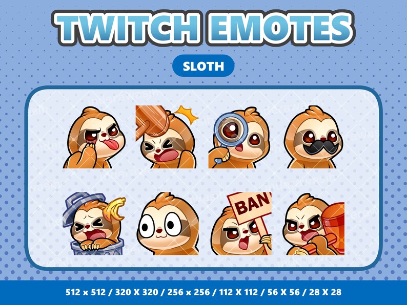 Mega 48 Emote Bundle Little Sloth Kawaii - Twitch | Discord | Youtube ...