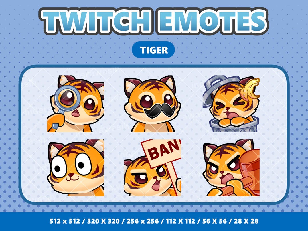 Tiger Kawaii Emotes Pack 8 - Twitch | Discord | Youtube | Streamer ...