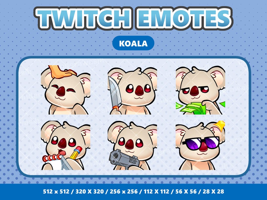 Koala Bear Kawaii Emotes Pack 3 - Twitch | Discord | Youtube | Streamer ...