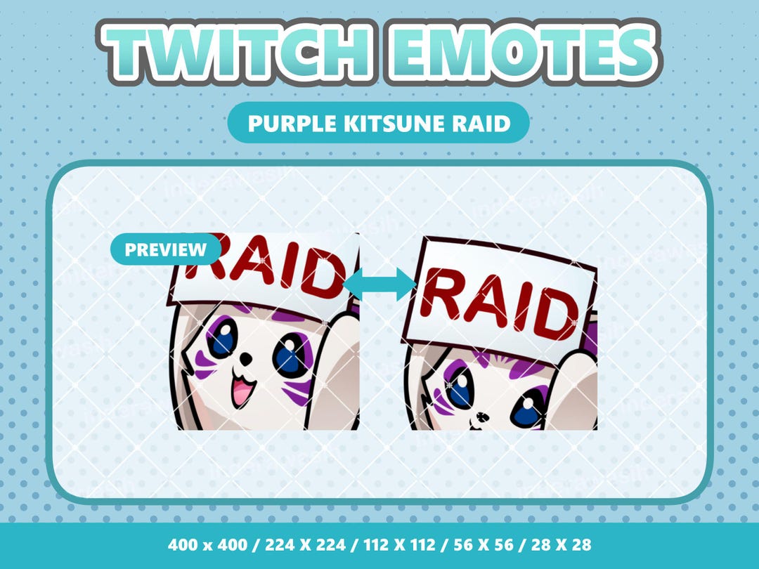 ANIMATED Emote Purple Kitsune Raid Kawaii - Twitch | Discord | Youtube ...
