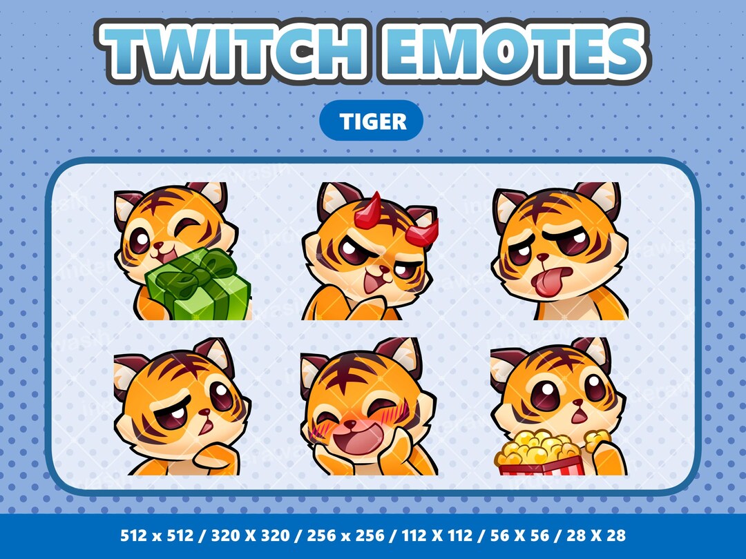 Tiger Kawaii Emotes Pack 5 - Twitch | Discord | Youtube | Streamer ...