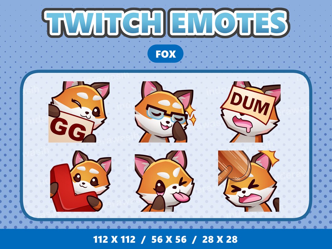 Little Fox Kawaii Emotes Pack 7 Twitch Discord Youtube - Etsy