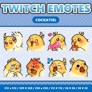 Mega 48 Emote Bundle Cockatiel Bird Kawaii - Twitch | Discord | Youtube ...