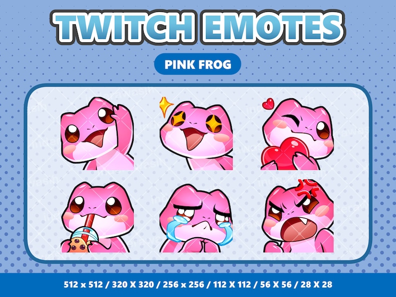 Little Pink Frog Kawaii Emotes Pack 1 Twitch Discord Youtube Streamer ...