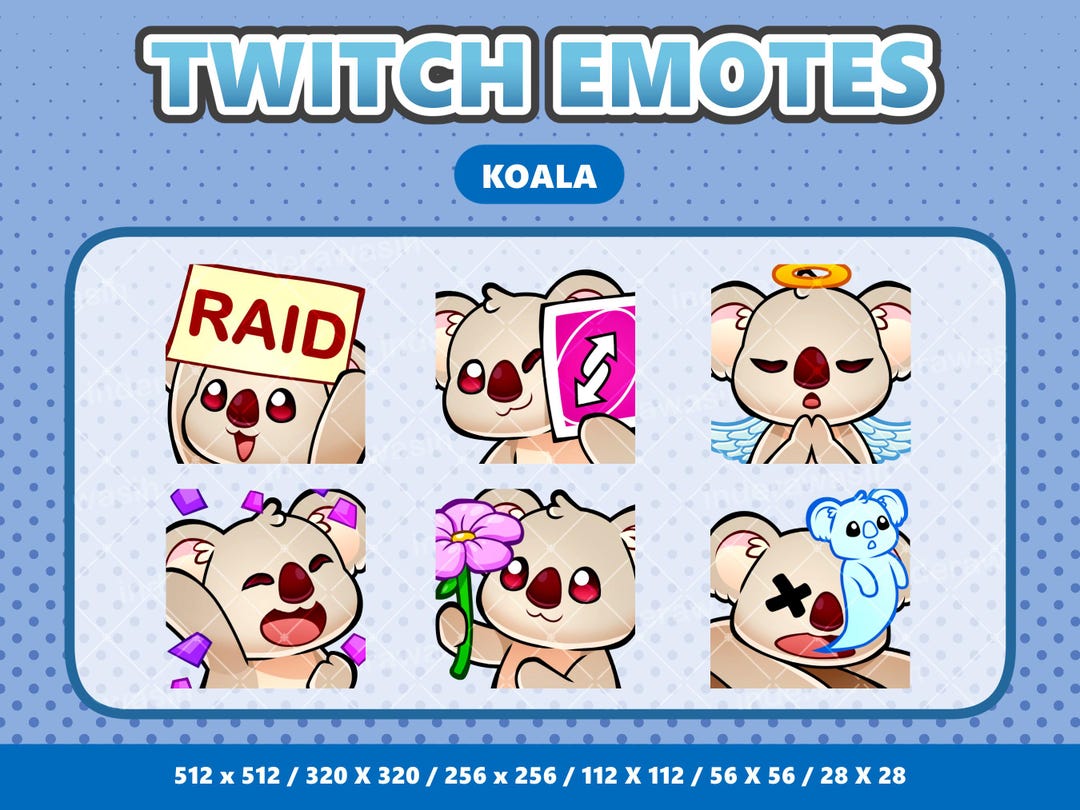 Koala Bear Kawaii Emotes Pack 4 - Twitch | Discord | Youtube | Streamer ...