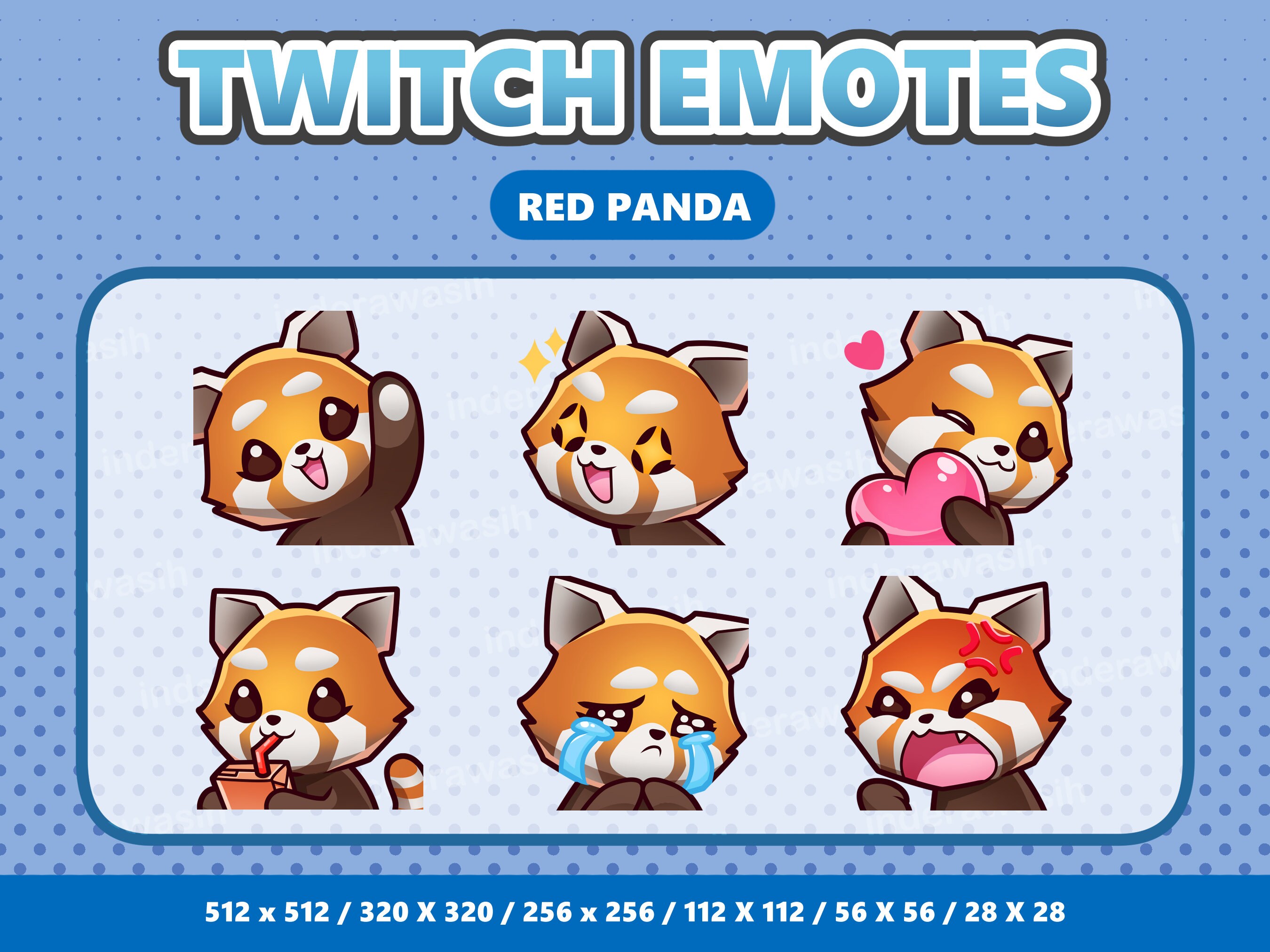 Red Panda Kawaii Emotes Pack 1 Twitch Discord Youtube - Etsy
