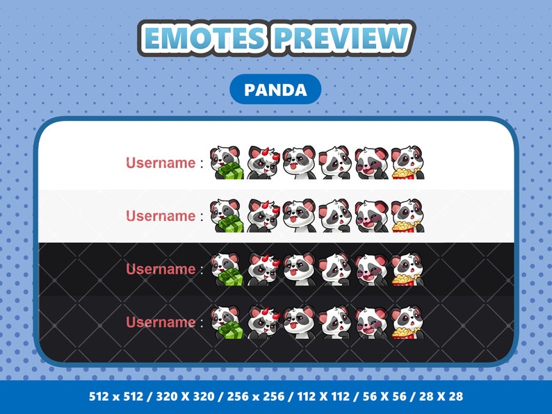 Panda Kawaii Emotes Pack 5 - Twitch | Discord | Youtube | Streamer ...