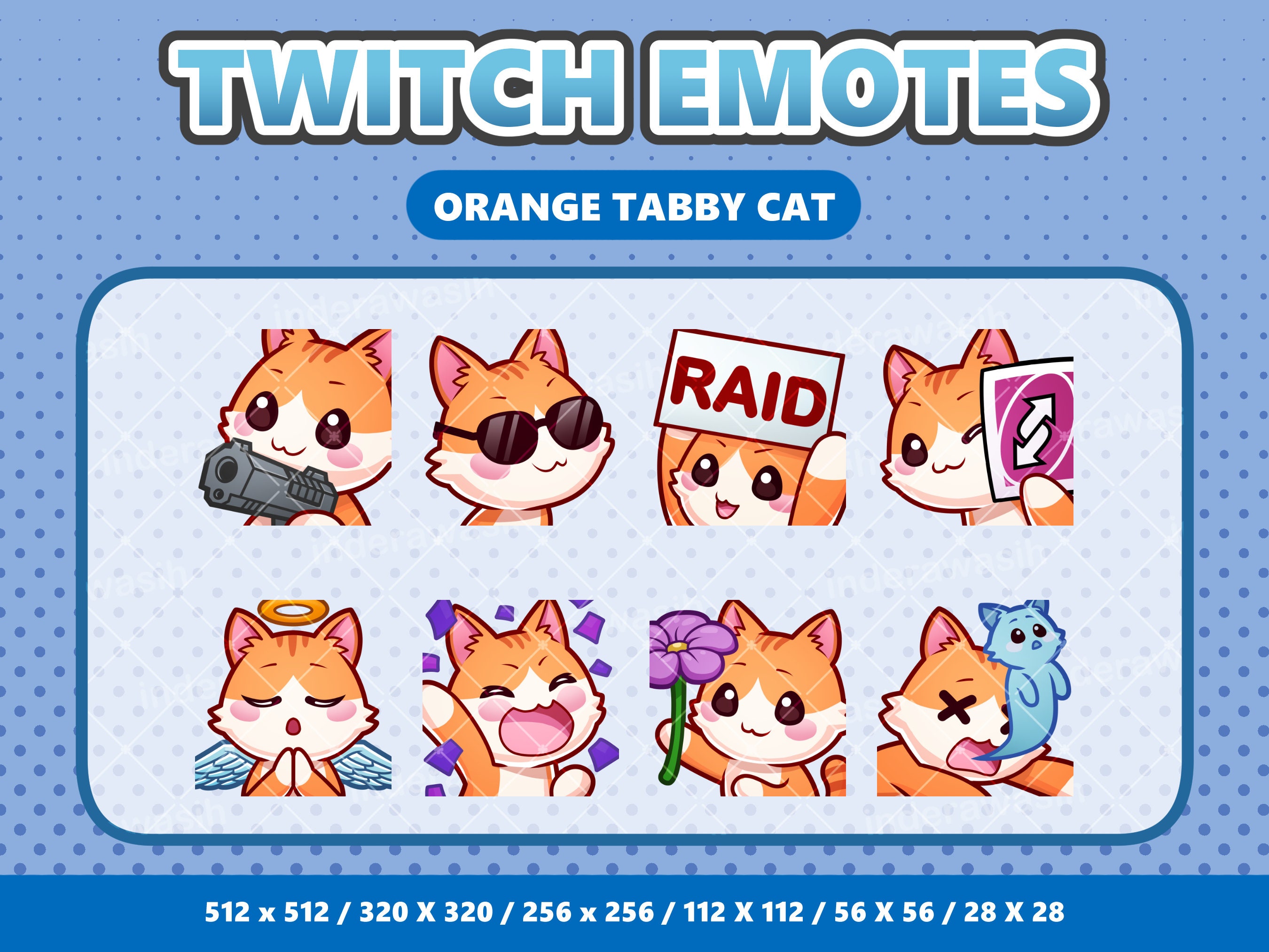 Mega 48 Emote Bundle Orange Tabby Cat Kawaii - Twitch | Discord ...