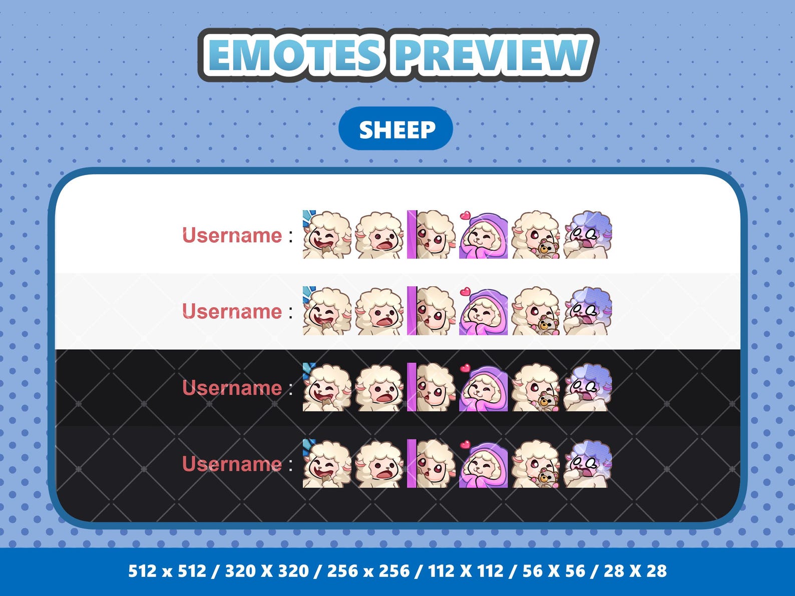 Sheep Emotes Pack – Twitch, Discord, Youtube Streamer Graphics (digital ...
