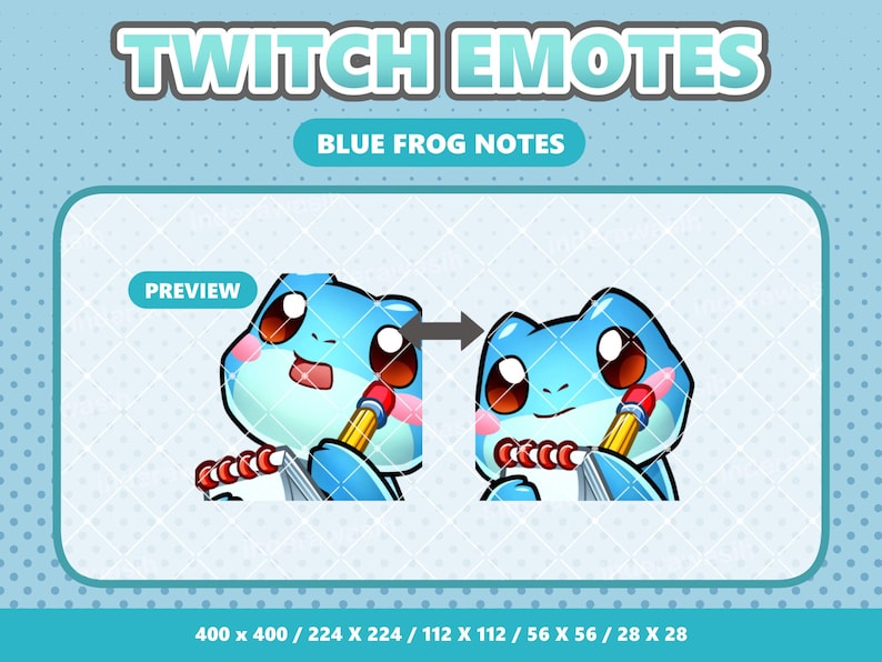 ANIMATED Emote Little Blue Frog Notes Kawaii - Twitch | Discord ...