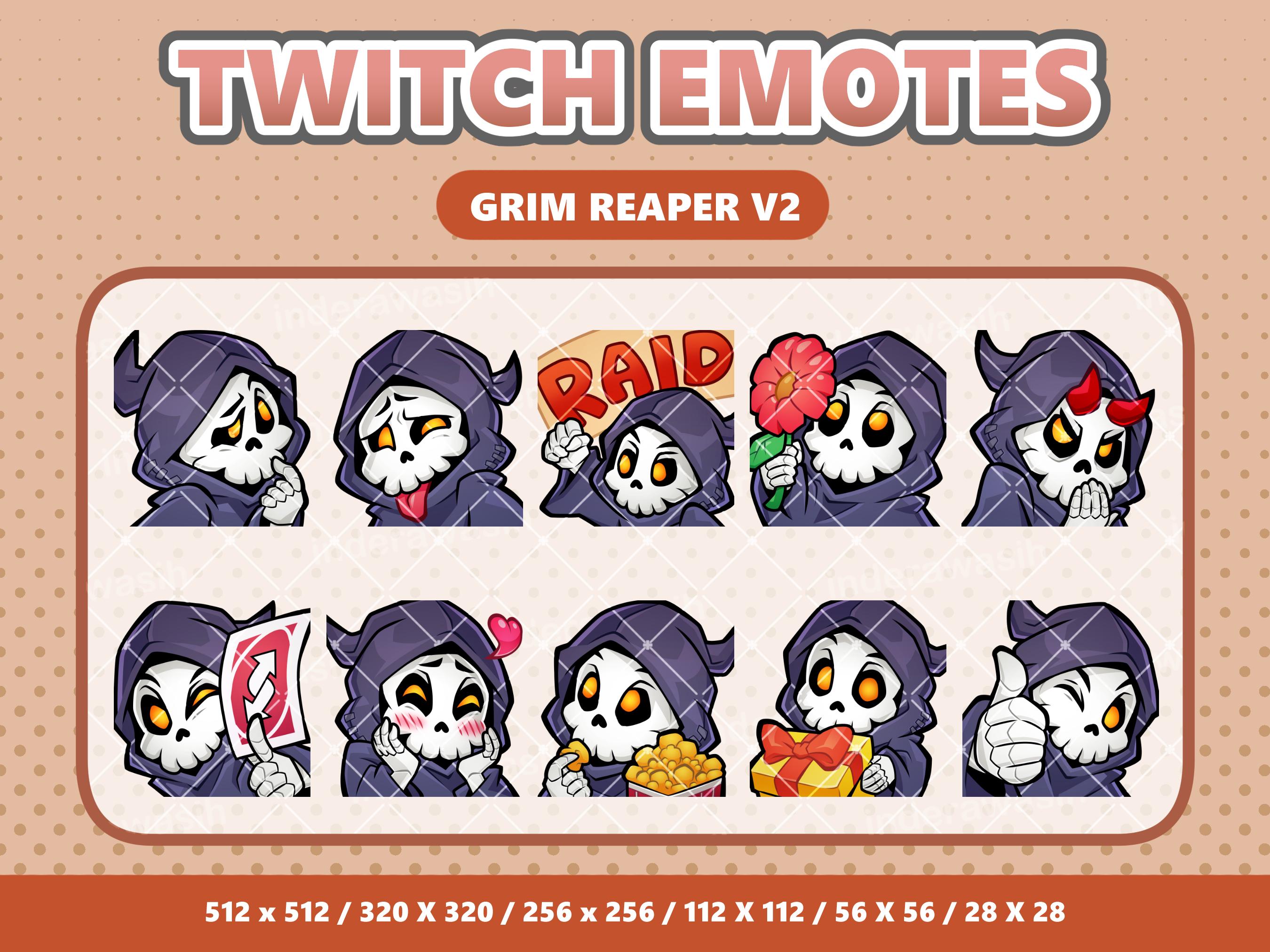 Mega 60 Emote Bundle Grim Reaper V2 Halloween Kawaii Twitch Discord ...