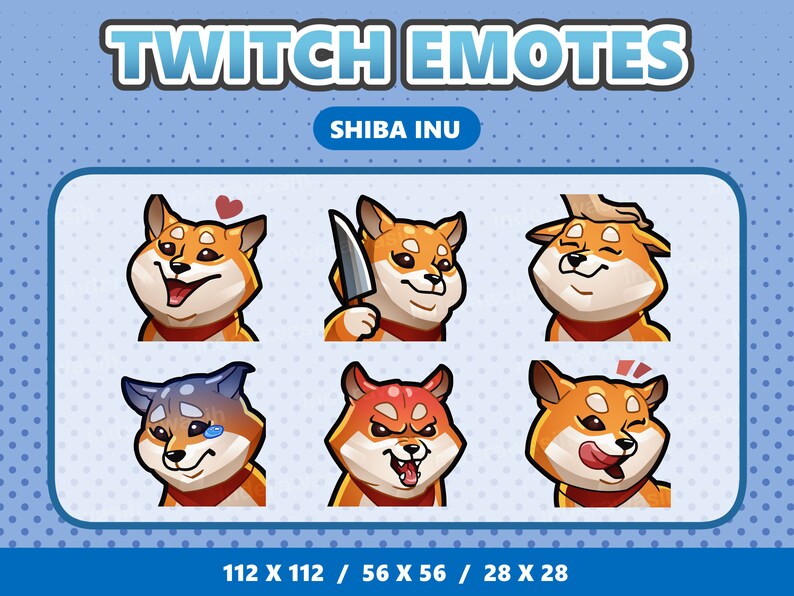 Shiba Inu Kawaii Dog Emotes Pack 6 Twitch Discord - Etsy