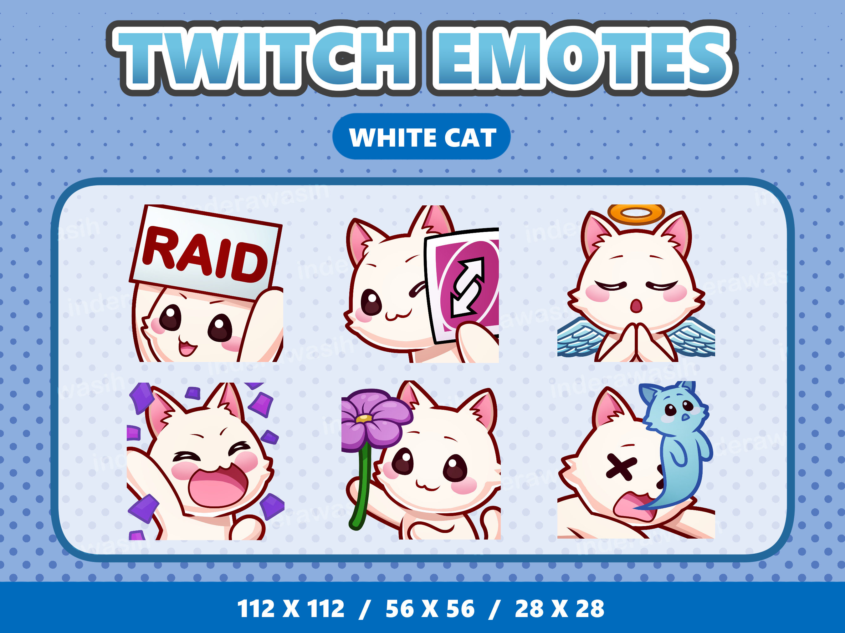 White Cat Kawaii Emotes Pack 4 Twitch Discord Youtube - Etsy